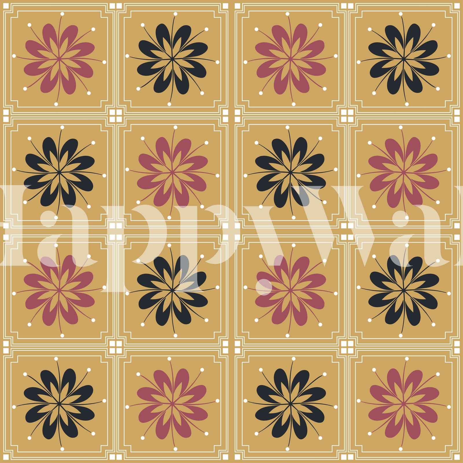 Ancient Oriental Floral Art - Happywall.com