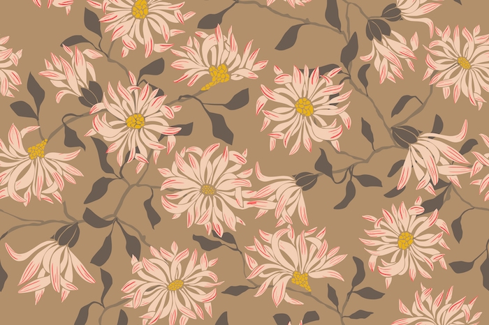 Floral Brown Wallpaper for Cozy Interiors