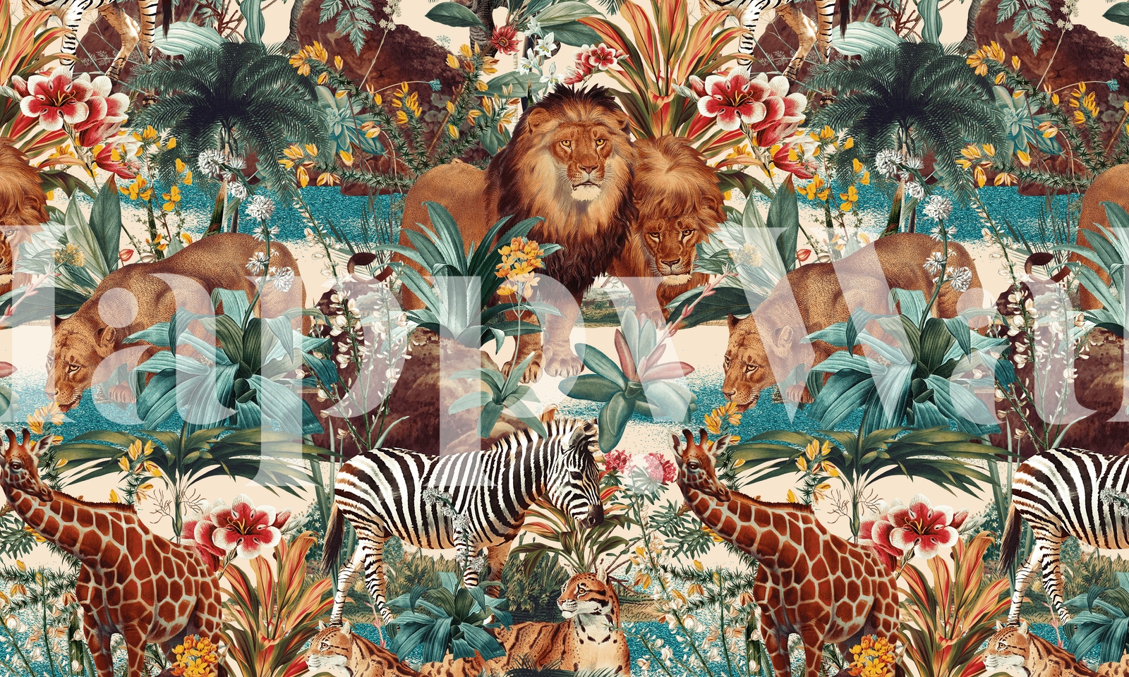 Floral and Animals Pattern IV Wallpaper - Happywall