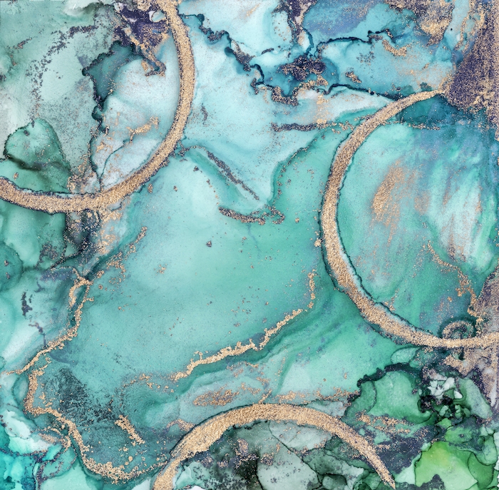 Turquoise Blue Ink Luxury Wallpaper - Buy Online | Happywall