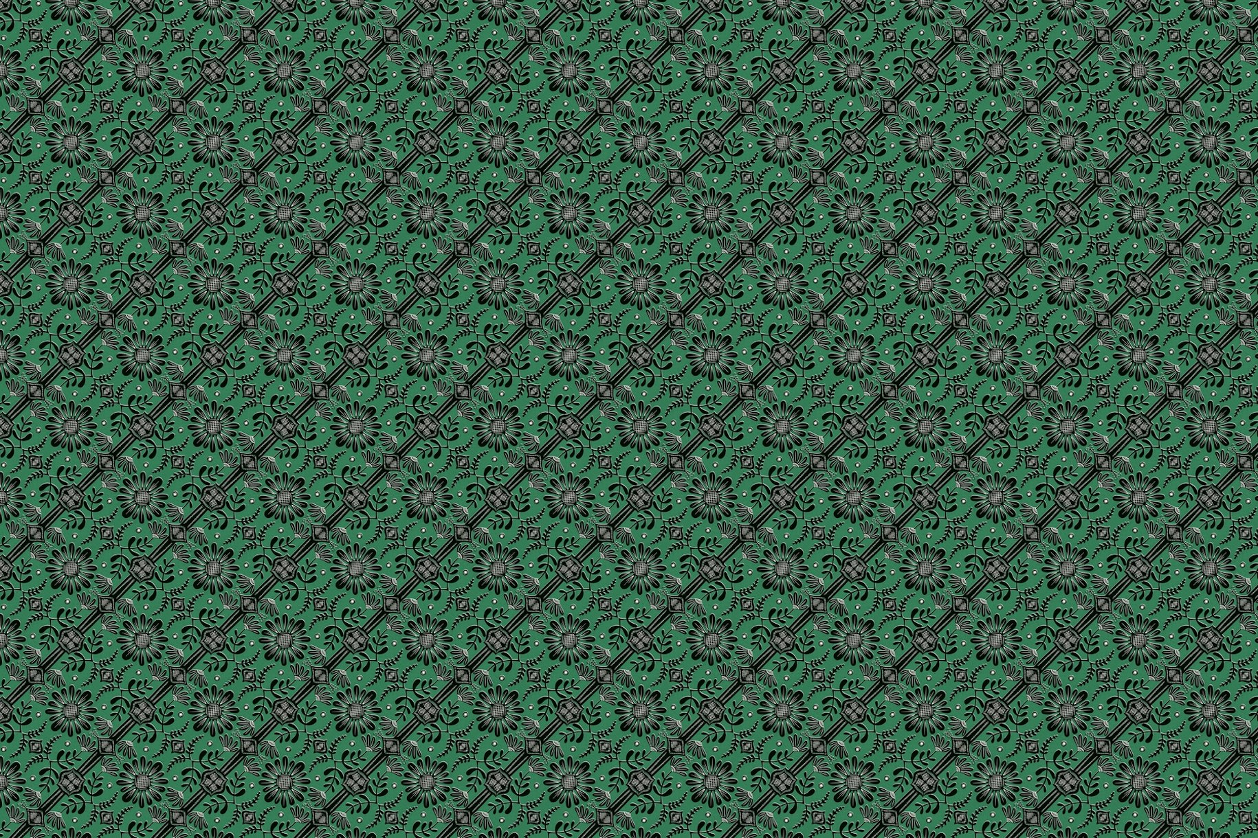 Boho Floral Pattern Green Wallpaper - Happywall