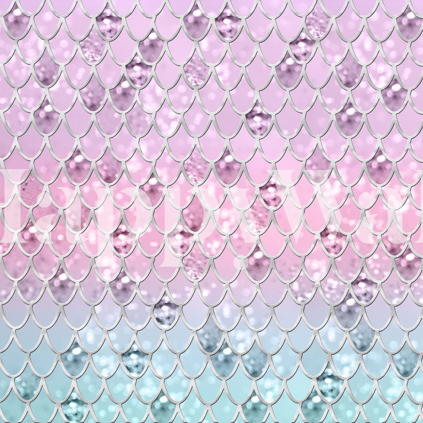 Mermaid Scales Pink and Blue Wallpaper