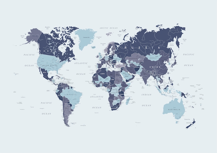 Navy Blue World Map Wallpaper | Happywall