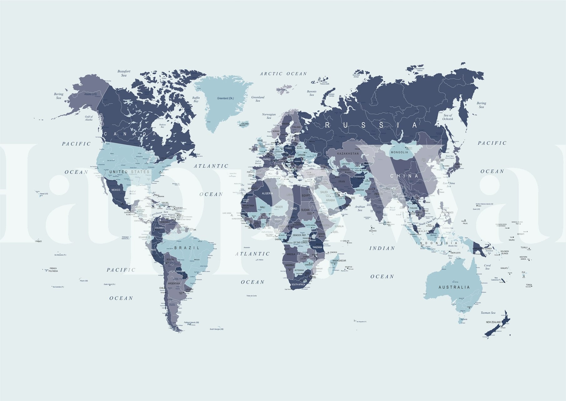 Navy Blue World Map Wallpaper | Happywall