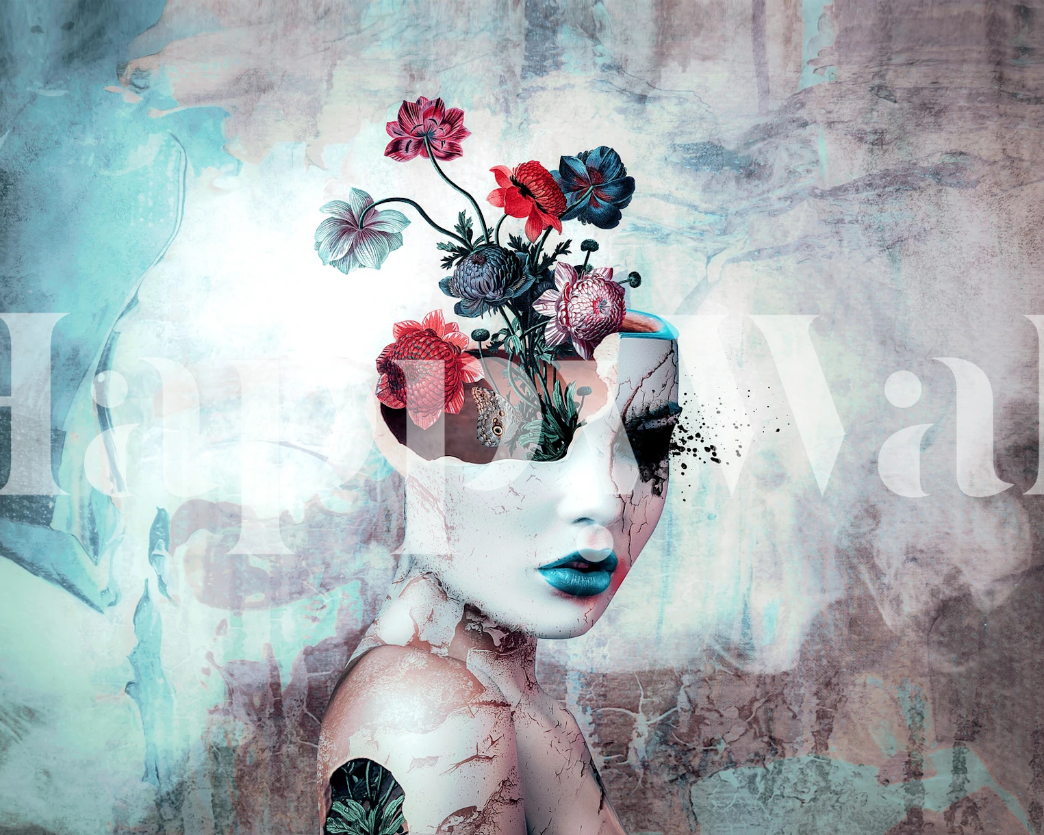 Buy Broken Beauty Blue Wallpaper Online | Happywall