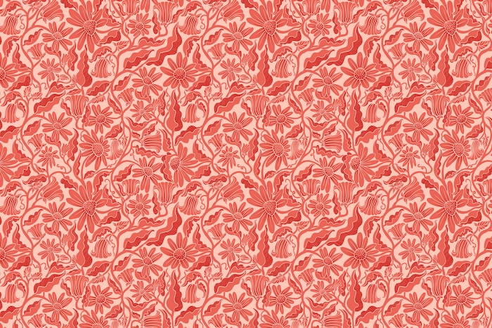 Monochrome Florals Red Wallpaper - Buy Online at Happywall