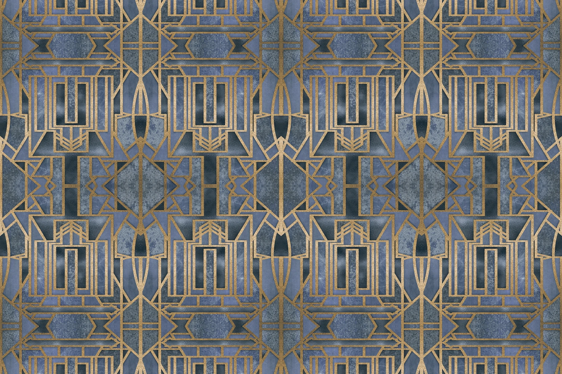 Blue Gold Elegant Art Deco wallpaper - Happywall
