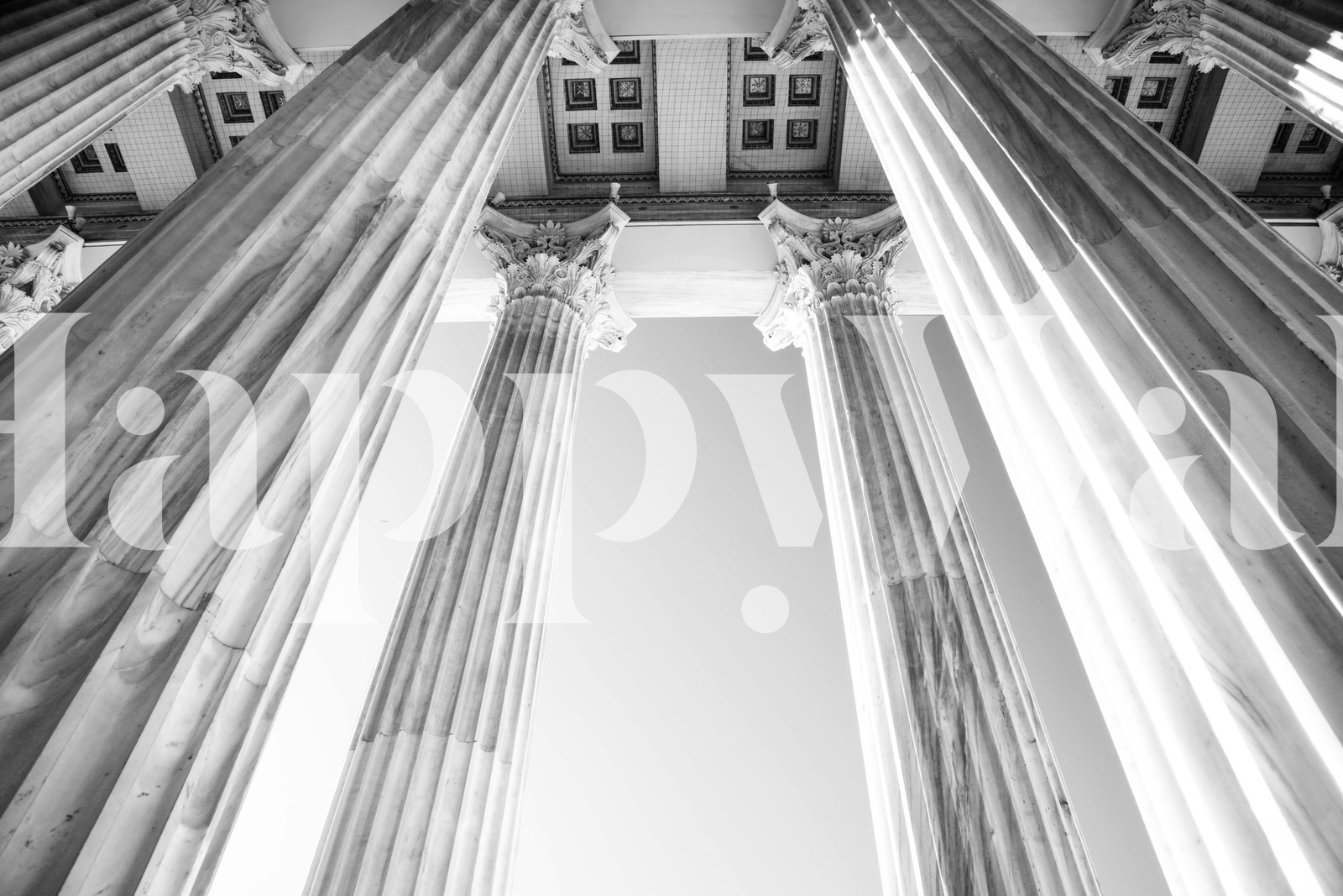 Black and White Marble Columns Wallpaper