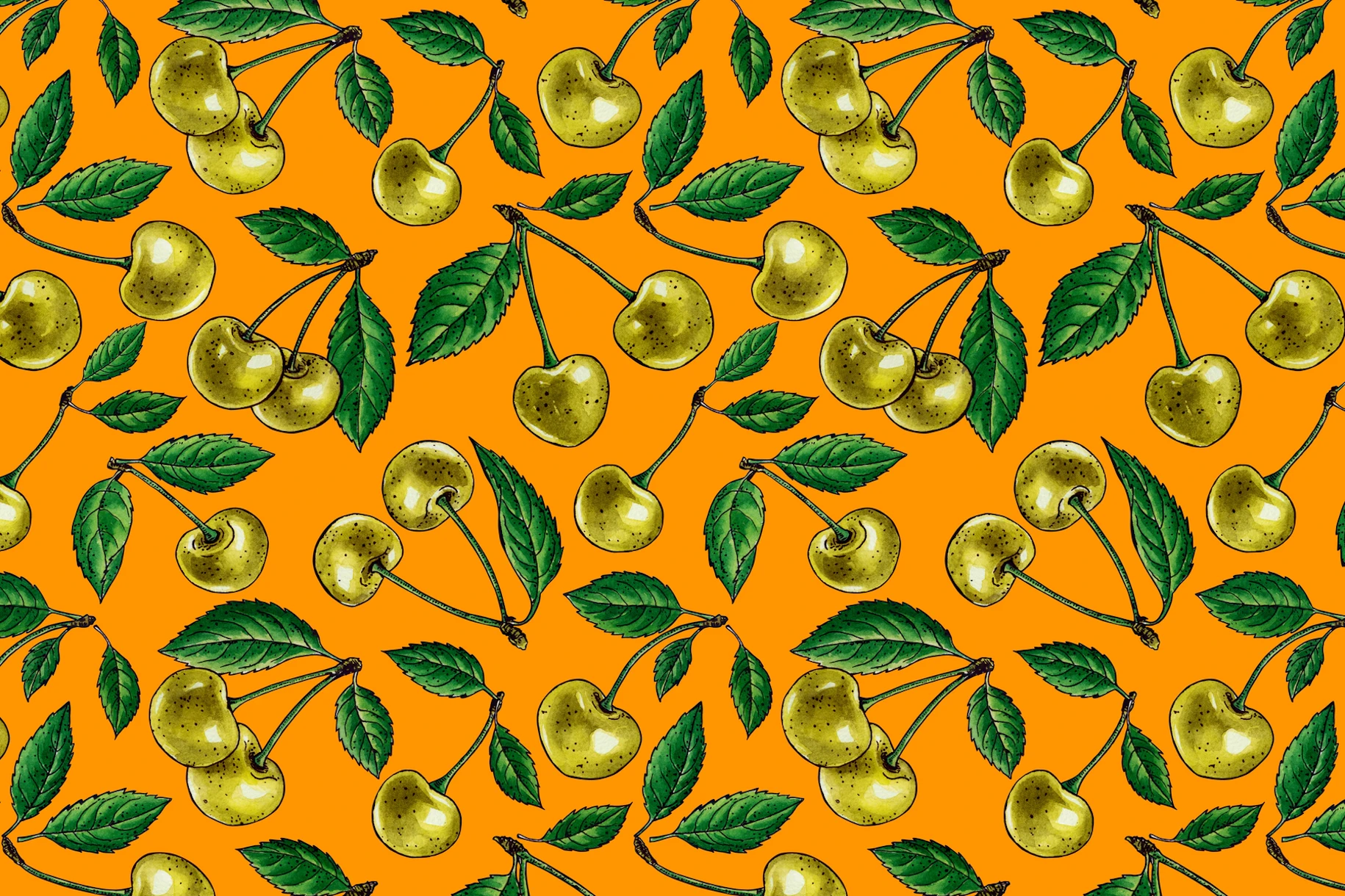 Yellow cherries wallpaper - Happywall