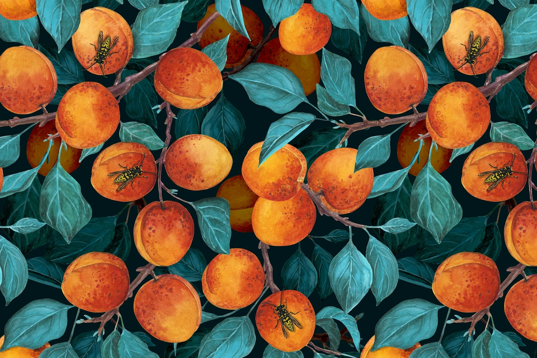 Apricot Garden Wallpaper - Buy Online | Happywall