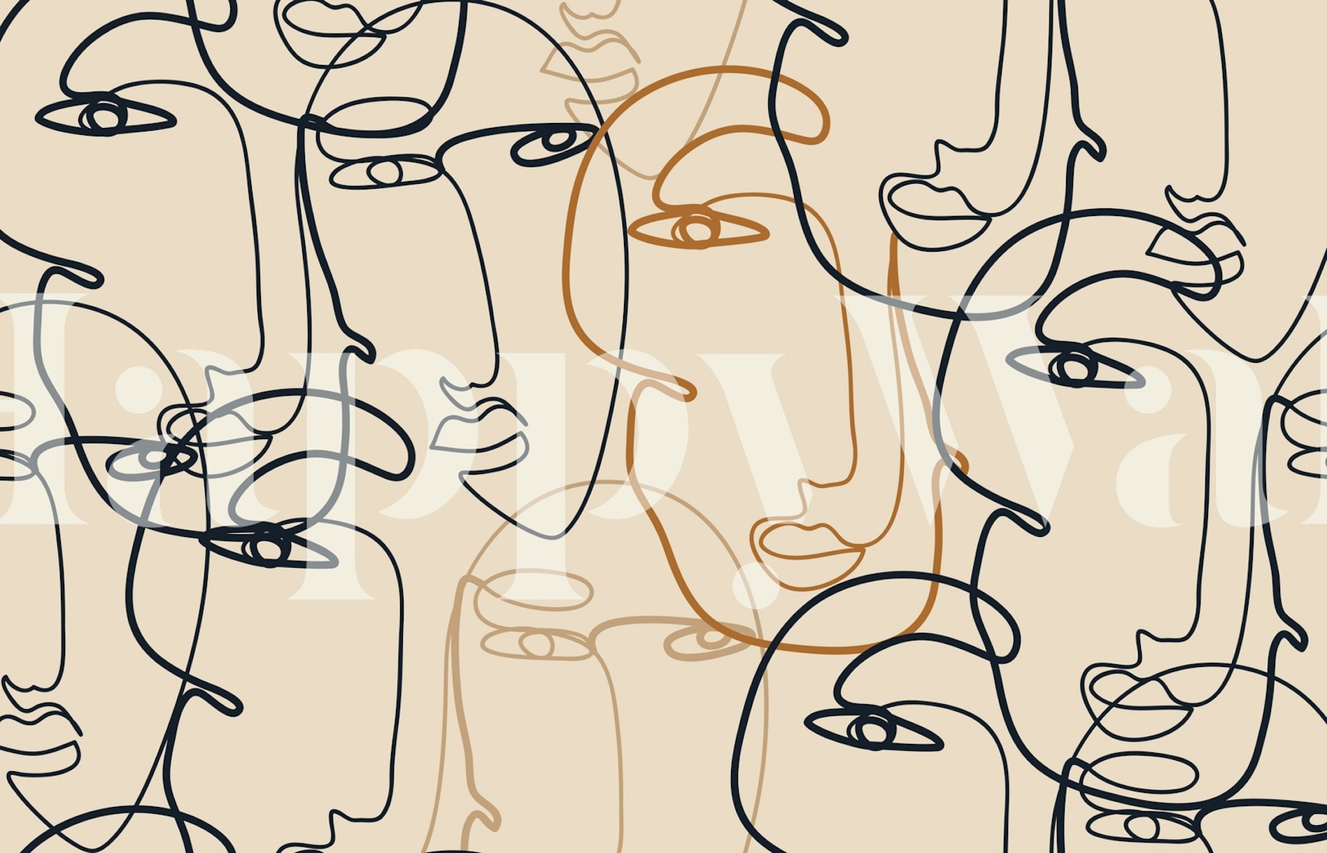 Faces Line Art Wallpaper | Happywall