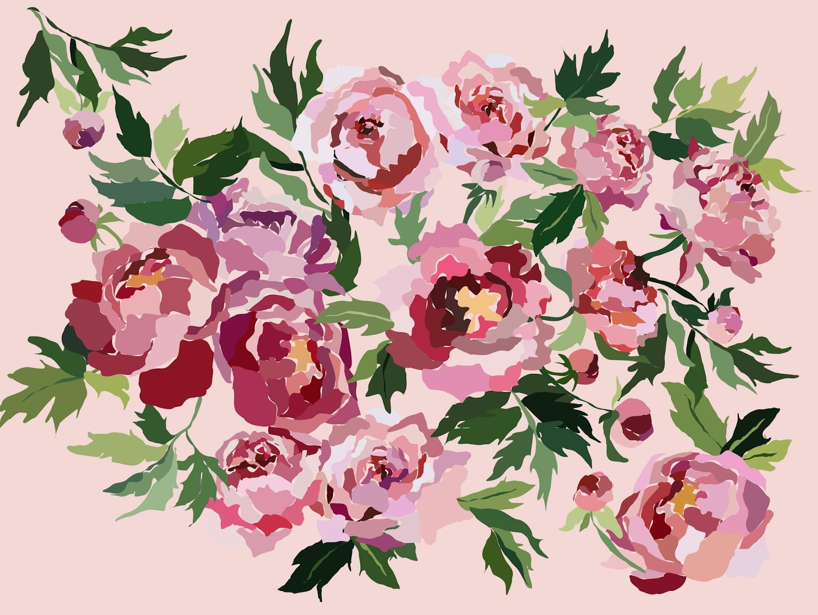 Peony pastel pink bckg wallpaper - Free shipping | Happywall