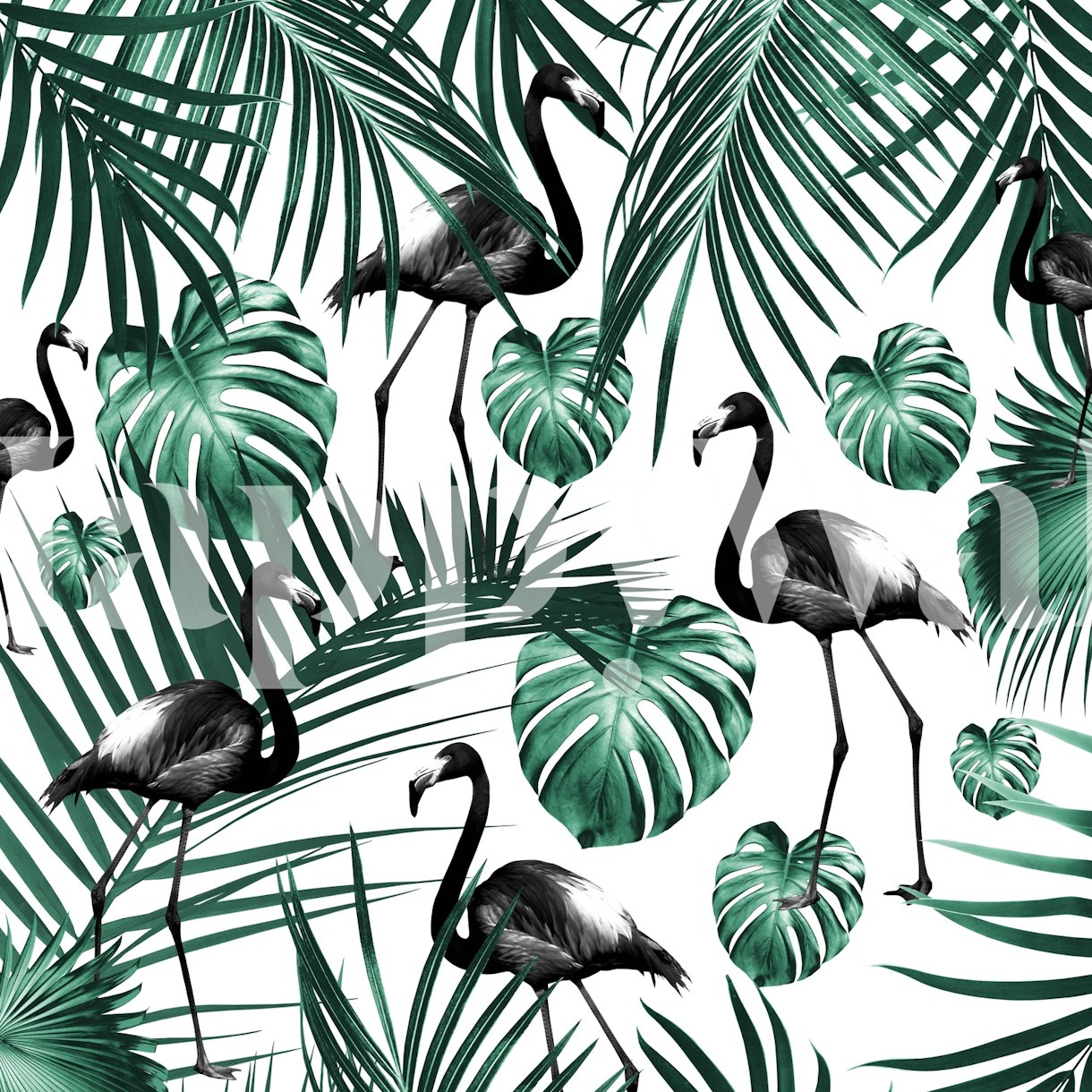 Tropical Flamingo Pattern 5 Wallpaper | Happywall