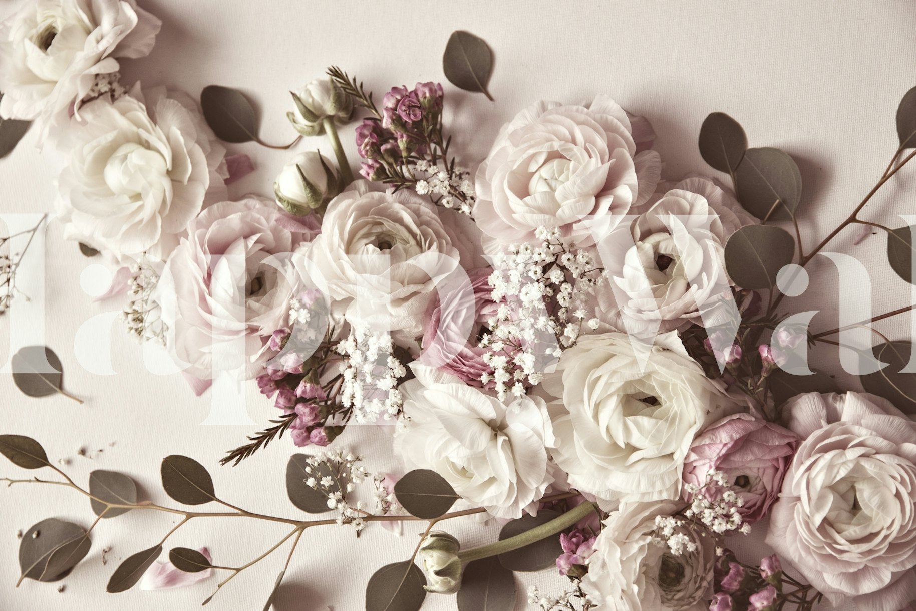 Flat Lay Flowers - Flower Wall Wallpaper | Happywall