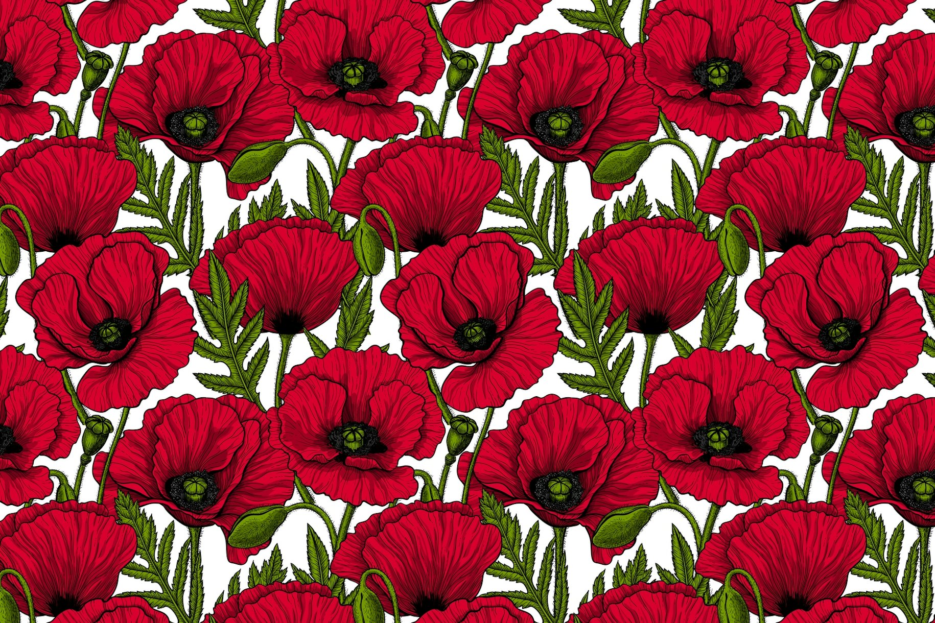 Red Poppy Garden 3 Wallpaper - Buy Beautiful Floral Wallpaper Online ...