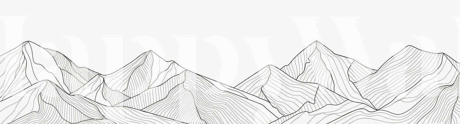 Black and White Mountain Line Art Wallpaper