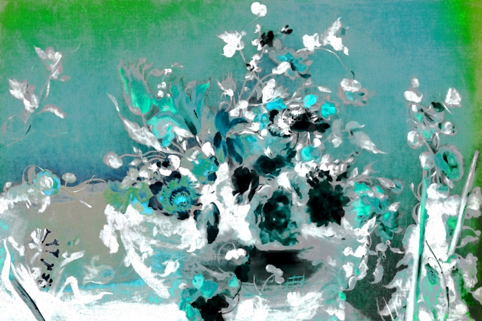 Cyan Floral Grunge Wallpaper for Living Rooms