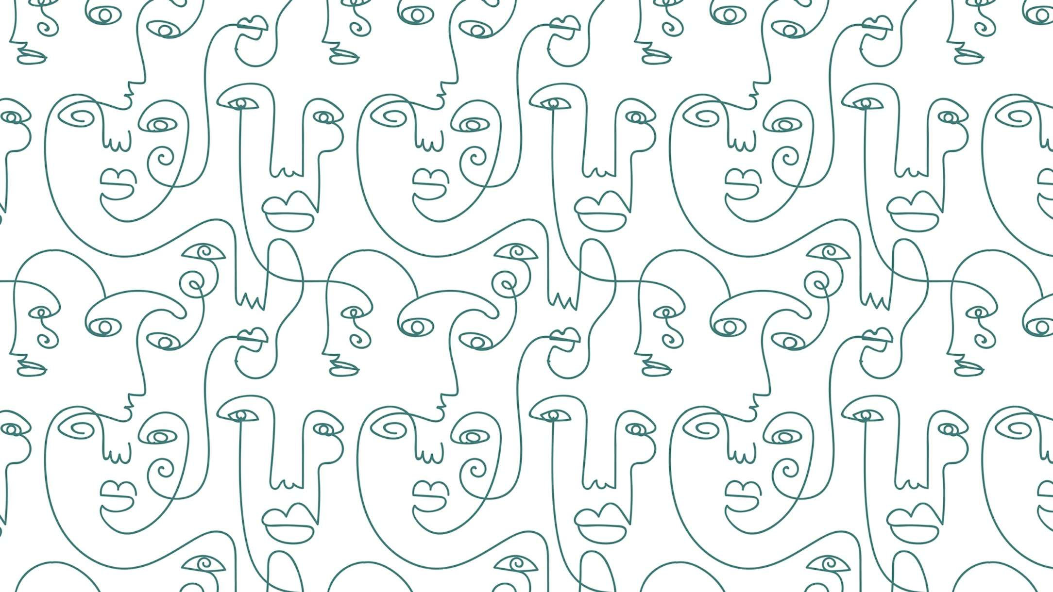 Picasso Inspired Line Art Cyan wallpaper - Happywall