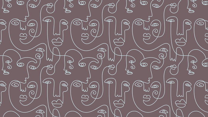 Picasso Inspired Faces Brown Wallpaper - Buy Online | Happywall