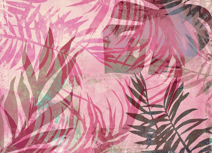 Pink Tropical Leaf Wallpaper for Bedroom