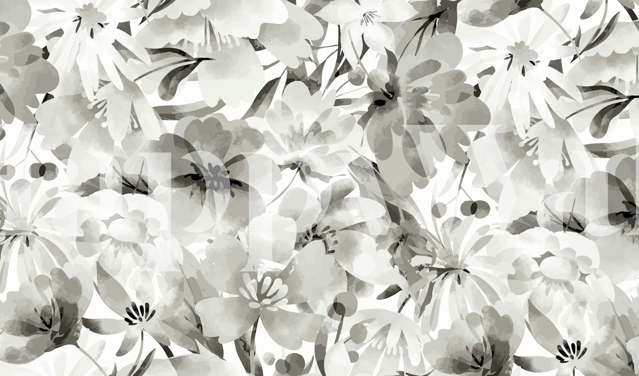 Grey Spring Flower Blossoms Wallpaper | Happywall