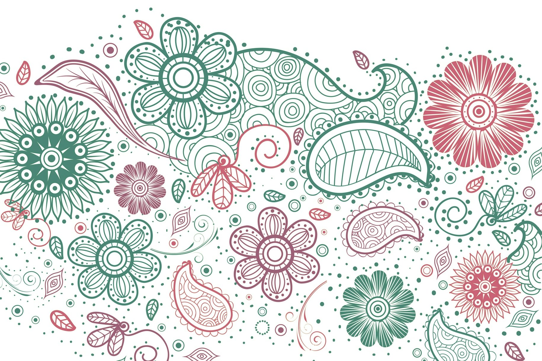 "Spring Flower Line Art Wallpaper - Happywall"