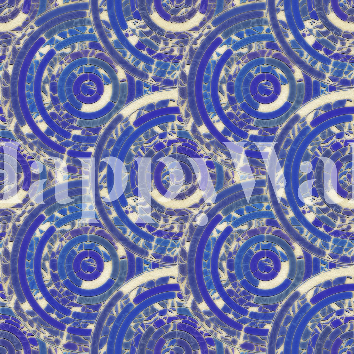 Blue Tile Repeating Pattern Wallpaper | Happywall