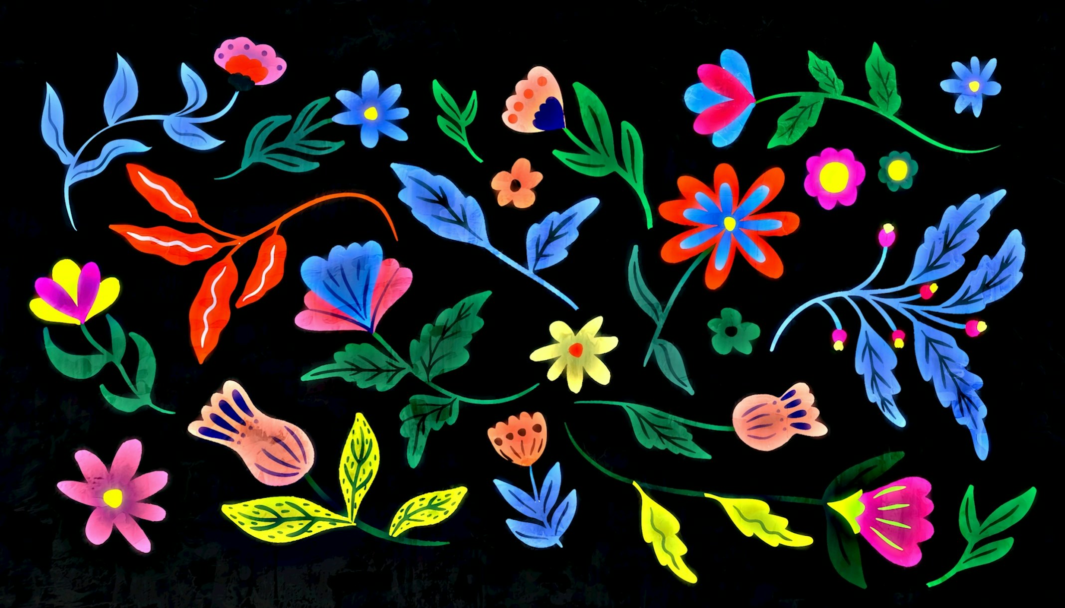 Bright Graffiti Flowers Wallpaper - Vibrant Floral Wallcoverings ...