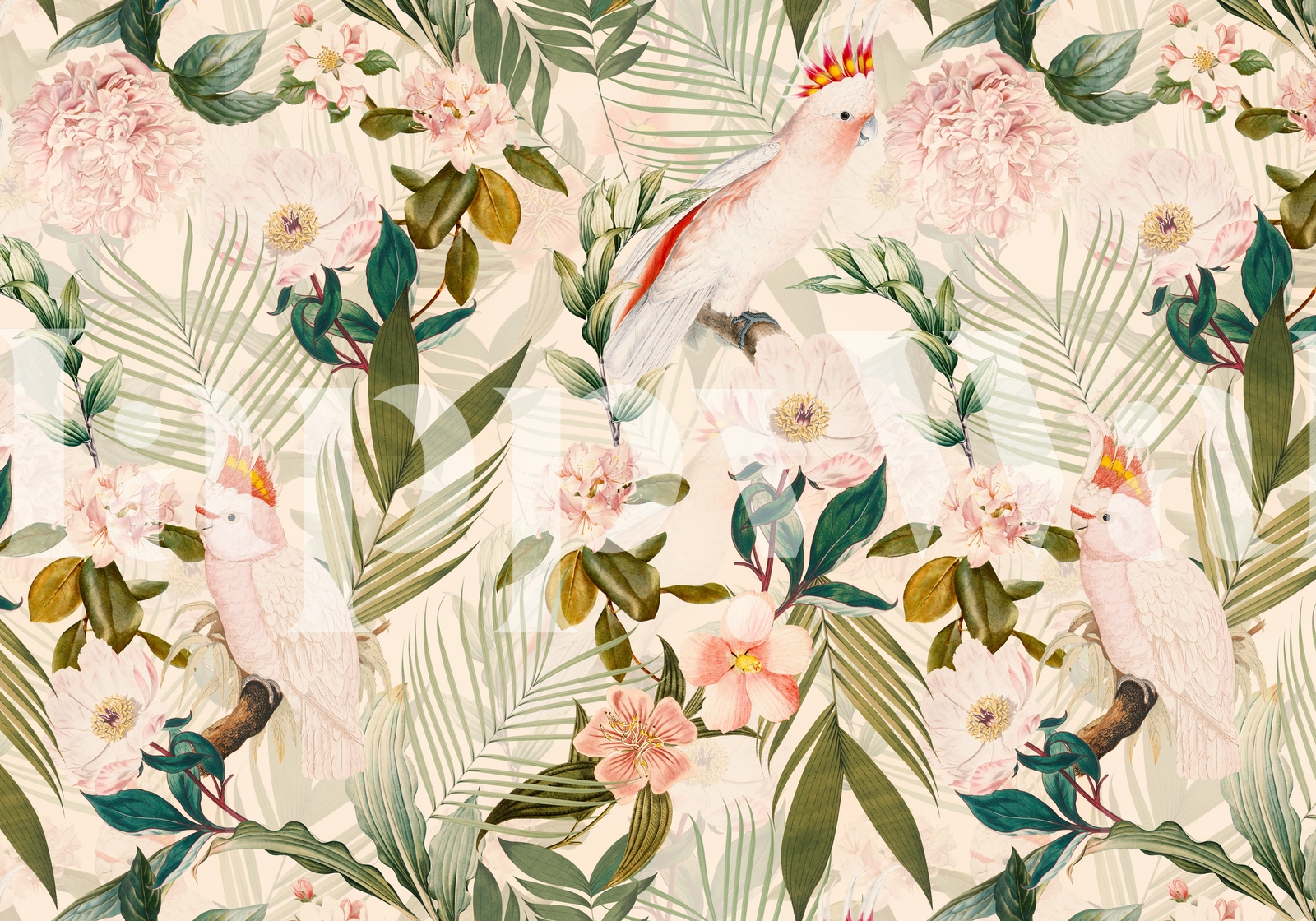 Shop The Stunning Blush Vintage Cockatoo Jungle Wallpaper Happywall