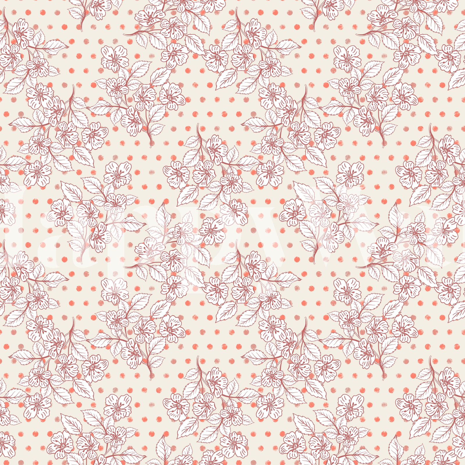 Floral and Polka Dot Wallpaper