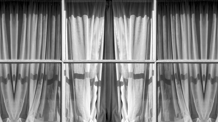 Black and White Window Curtain Wallpaper