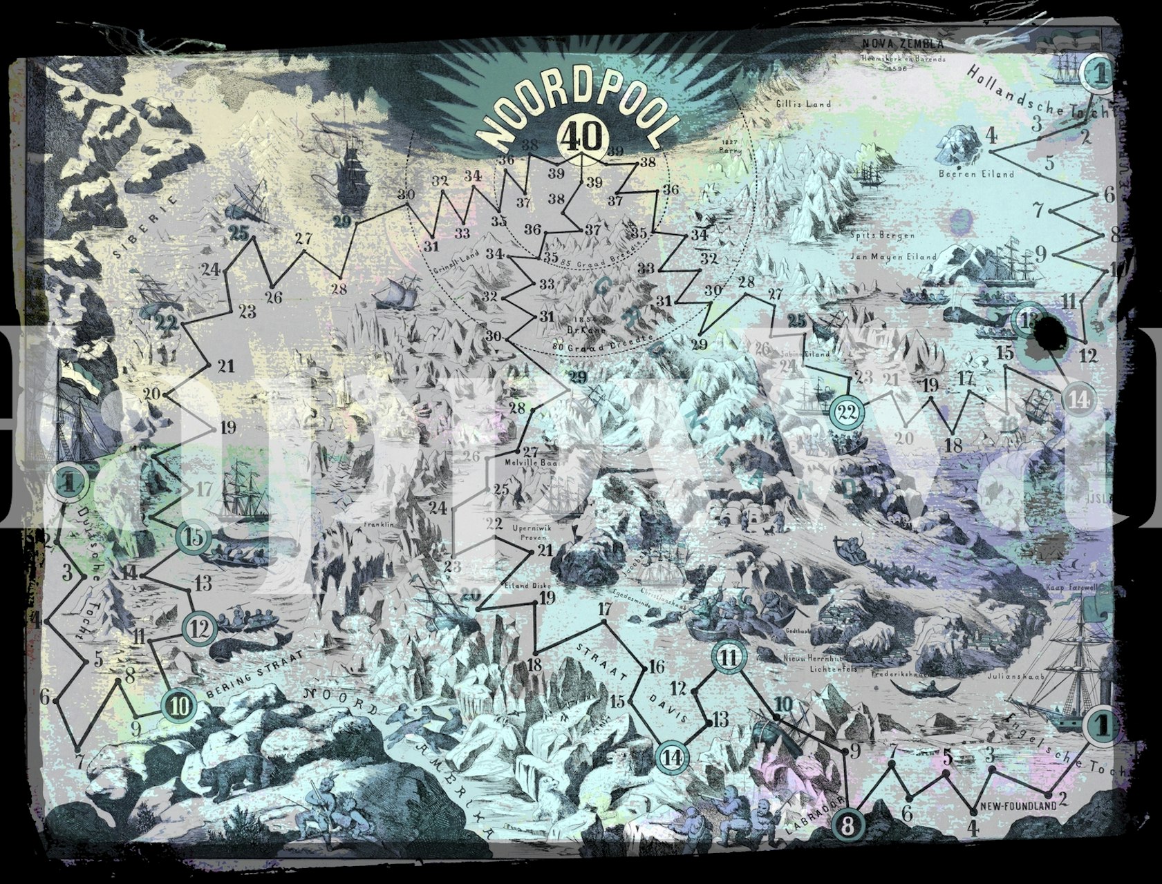 Northern Lights North Pole Map Papel pintado | Happywall