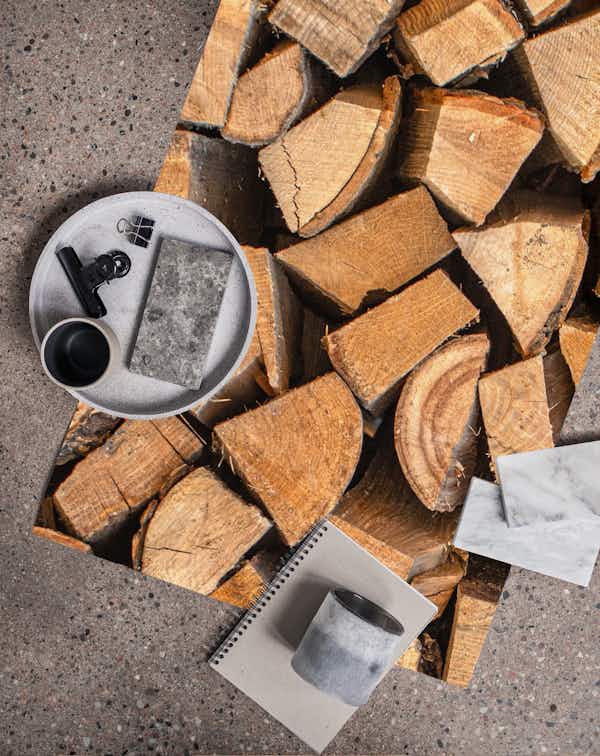 Shop Firewood II Wallpaper – Warm and Cozy Wall Art