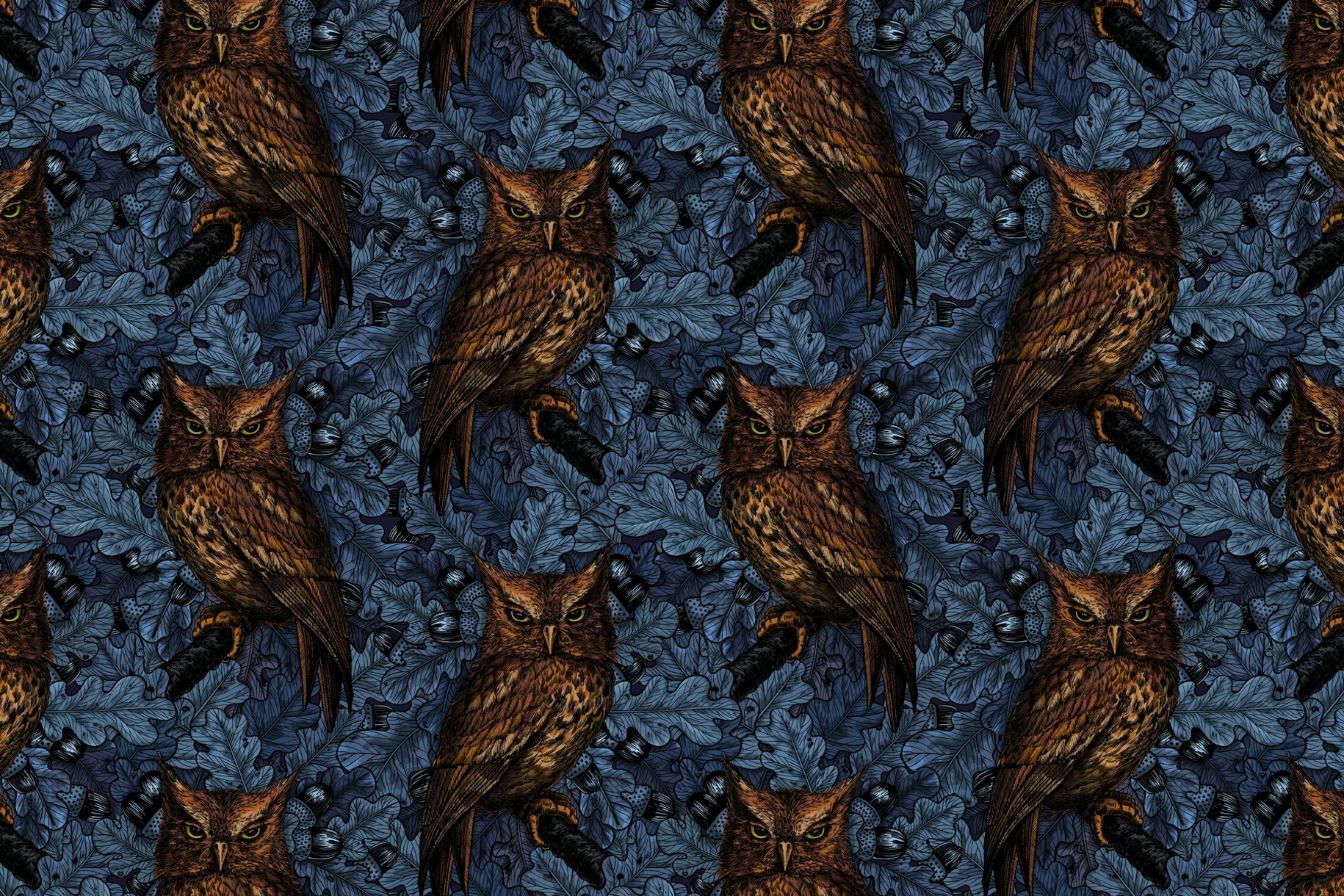 Owls in the Oak Tree Wallpaper | Happywall