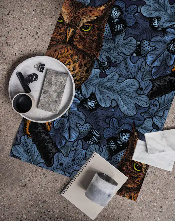 Owls in the Oak Tree Wallpaper | Happywall
