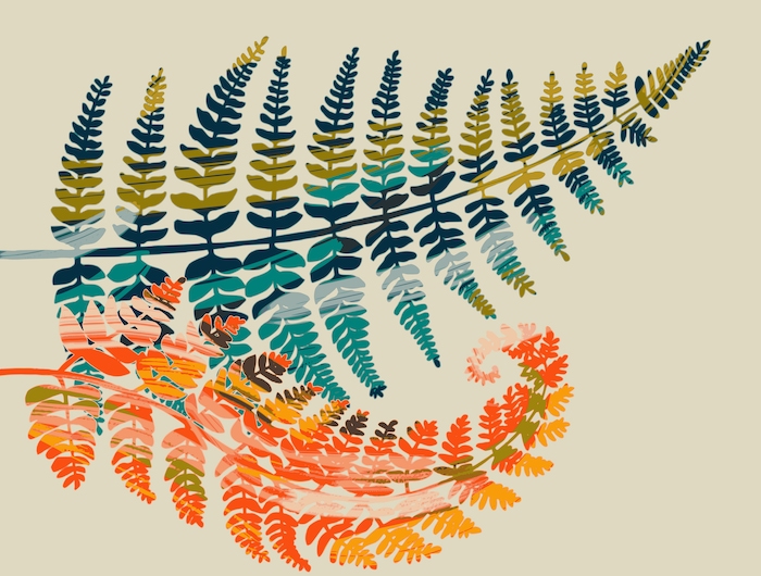 Colorful Fern Leaves Wallpaper | Happywall