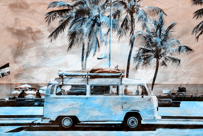 Vibrant Tropical Camper Van Wallpaper