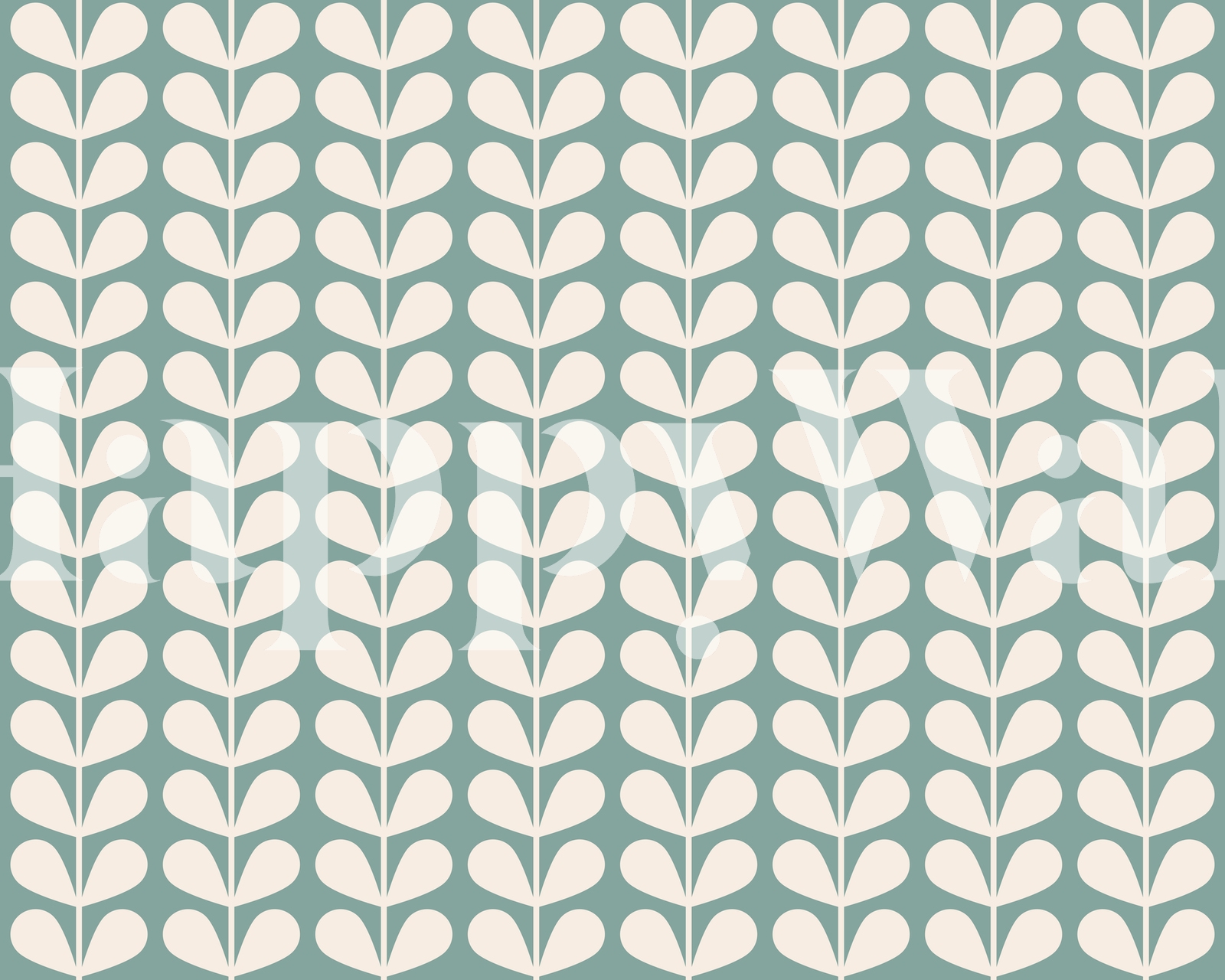 Mid Century Leaf Pattern Wallpaper in Blue