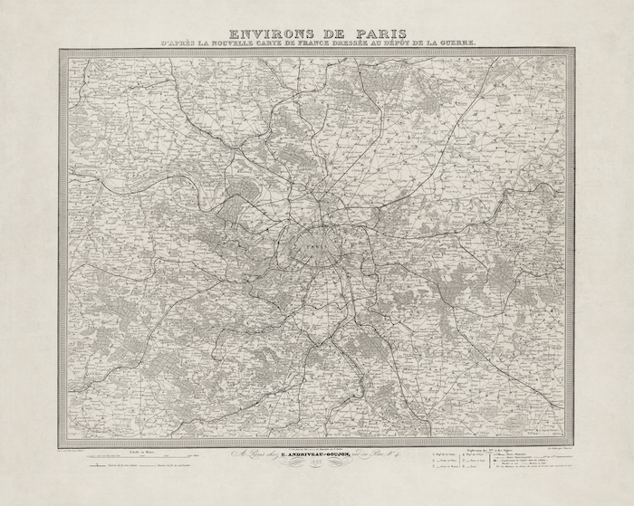 Paris Street Map from 1889 Wallpaper - Vintage Urban Design