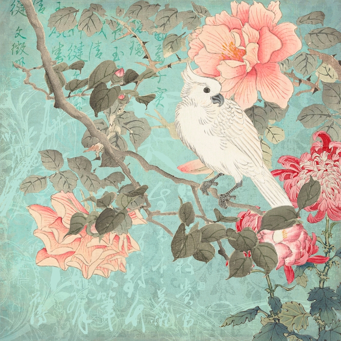 Chinese Cockatoo Floral Wallpaper