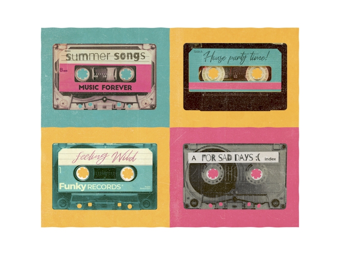Retro Music Tape Wallpaper for Vintage Decor
