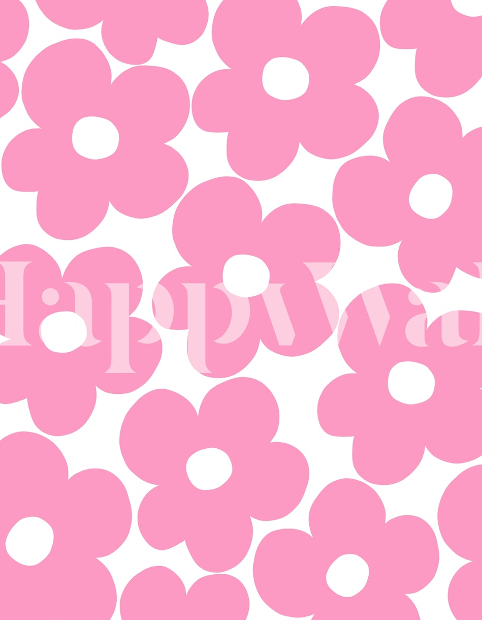 Retro Pink Daisies 1 Wallpaper | Happywall