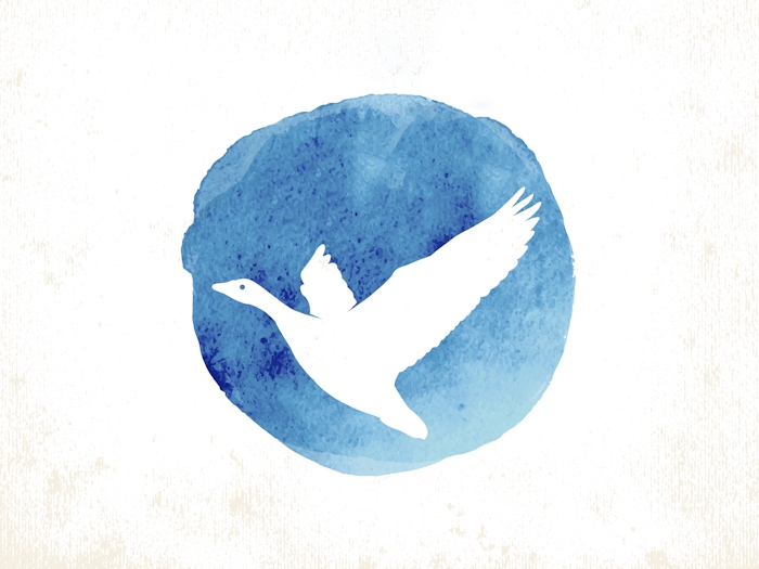 Nordic Goose Watercolor Blue Wallpaper
