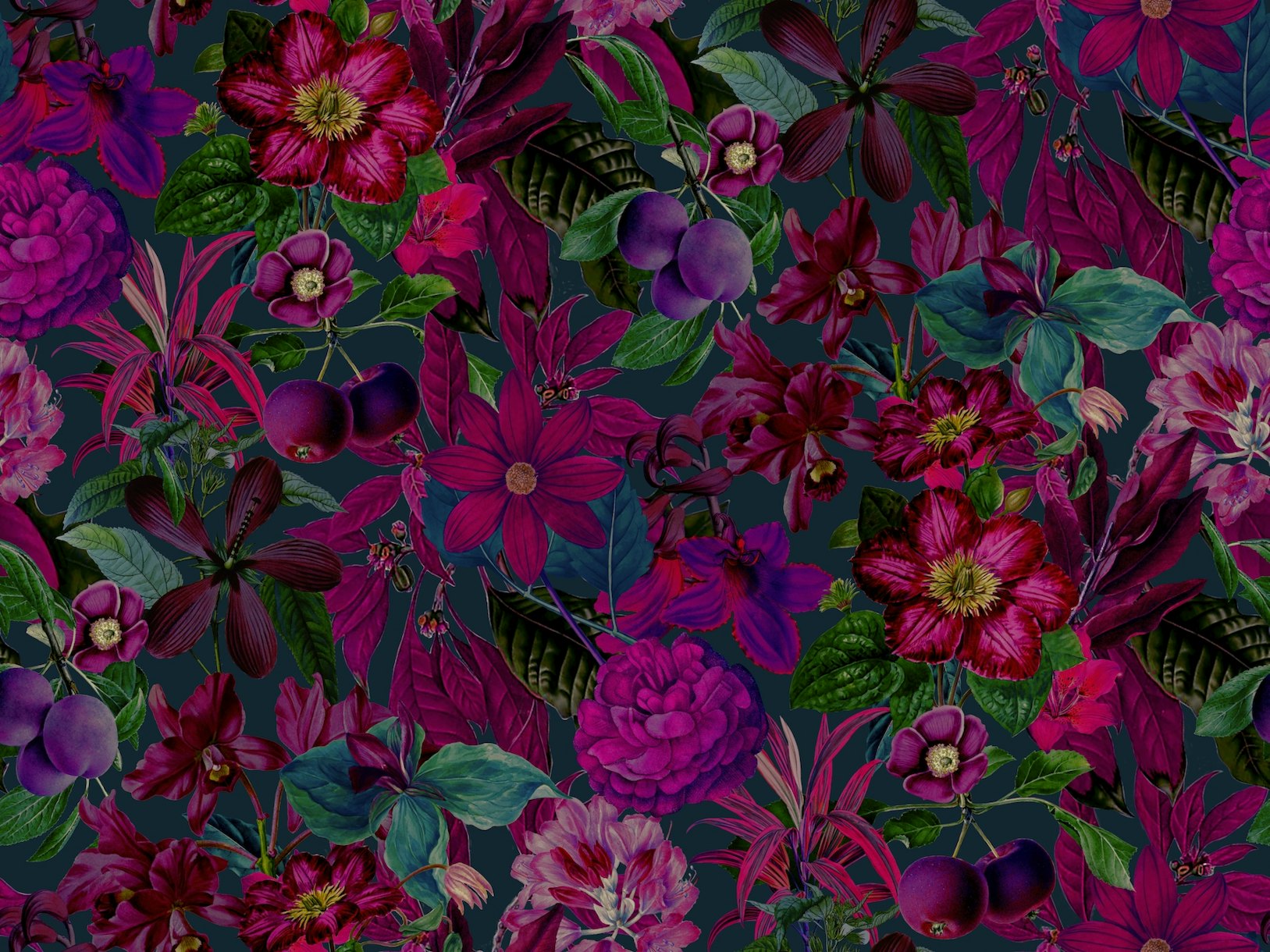 Vibrant Jungle Flower Garden Wallpaper | Happywall