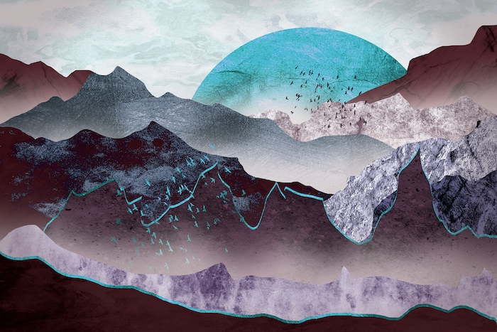 Blue Moon over Mountains Wallpaper | Happywall