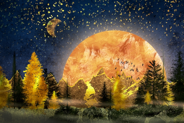 Golden Enchanted Forest Wallpaper