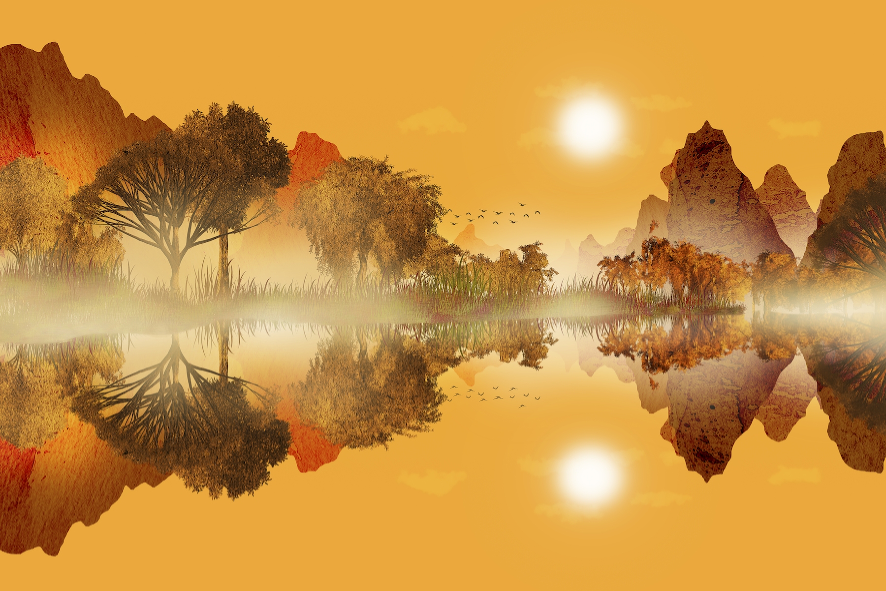 Exotic Lake Wallpaper - Stunning Scenery for Any Room | Happywall