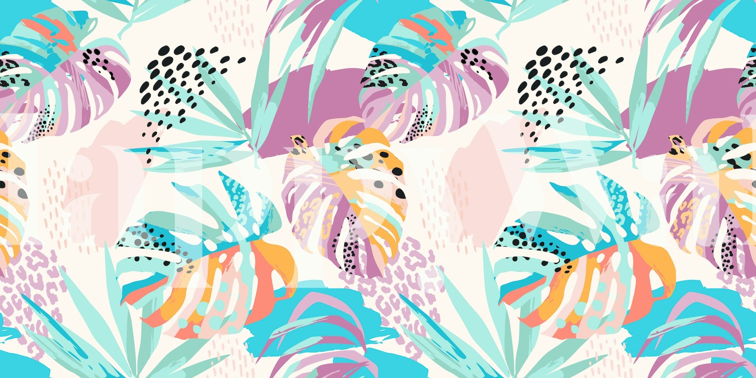 Tropical Pastel Leaves II Wallpaper - Buy Online | Happywall