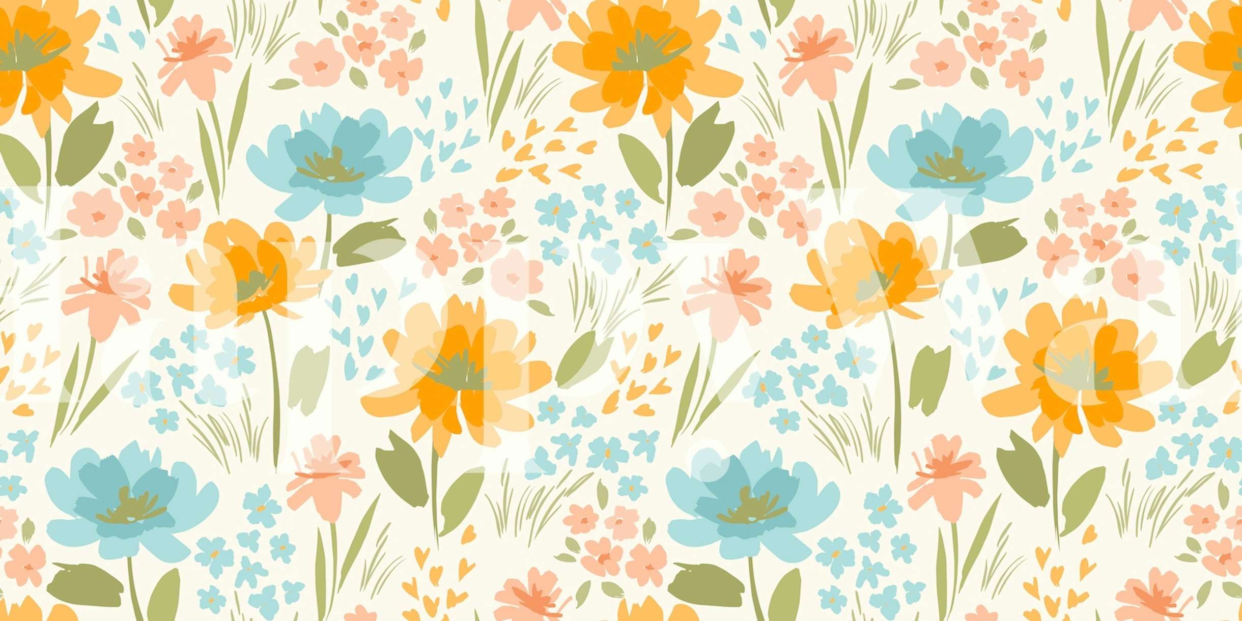 Bright Floral Pattern Wallpaper | Happywall