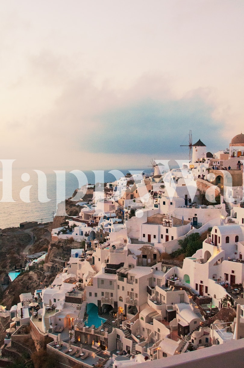 Santorini Sunset Bliss 3 Wallpaper - Happywall